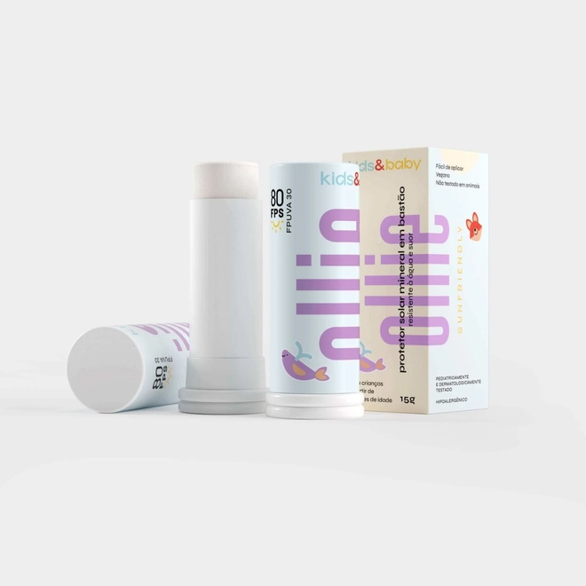 OLLIE PROTETOR SOLAR INFANTIL EM BASTÃO MINERAL FPS80 FPUVA 30 15G - OLLIE PROTETOR SOLAR ...